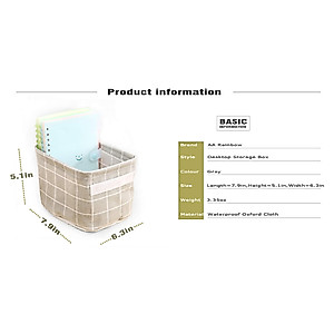 AARAINBOW 3 Packs Storage Basket Bins Canvas Mini Storage Cubes Storage Basket for Makeup, Toys Liners, Books Storage Baskets with Handles for Shelves & Desks(3 Gray)