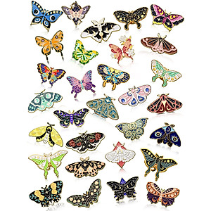 Ferraycle 20 Pieces Butterfly Enamel Pins Bulk for Backpack Cute Enamel Brooch Pins Set Moth Lapel Pins Steampunk Brooches Pins for Women Men Girls DIY Hats Clothes Badges Jacket Bags Gifts