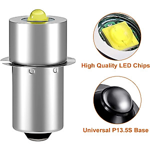 JESLED Upgrade LED Flashlight Bulb, 12V 18V DC3.5-24V, 3W PR2 P13.5S Maglite LED Conversion Kit for Ryobi Milwaukee Craftsman Lamp, 6000K Bright White Maglight Bulbs Replacement 2 Pack