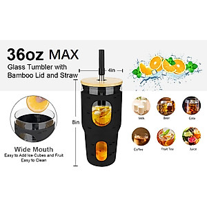 Tronco 32 oz Glass Tumbler with Straw and Lid - Reusable Drinking Glass Cup with Time Marker, Silicone Sleeve - Ideal for Boba, Smoothies, Tea and Iced Coffee Fits Cup Holder- BPA Free,Pink