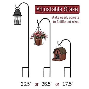 Sorbus® Shepherd's Hooks - Set of 4 Extendable Garden Planter Stakes for Bird Feeders, Outdoor Décor, Plants, Lights, Lanterns, Flower Baskets, and More! Heavy Duty - Up to 6.5 Lbs. (4 Pack)