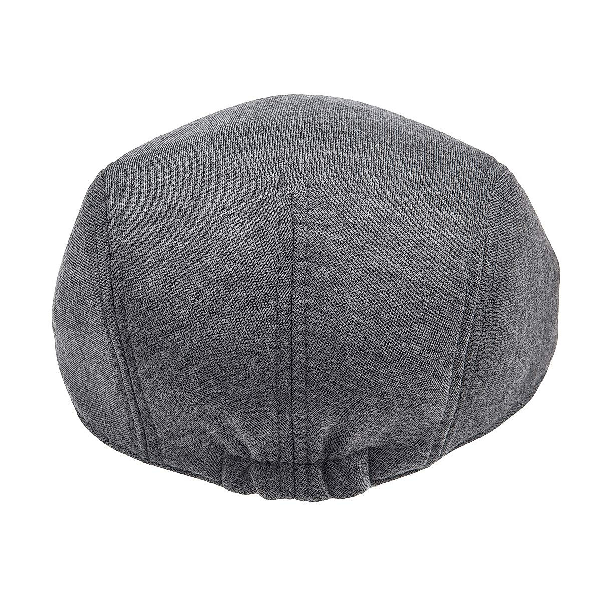 FEINION Men Cotton Newsboy Cap Soft Fit Cabbie Hat (Dark Grey)