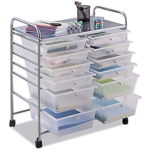 Happygrill 12-Drawer Organizer Cart Tools Office School Paper Organizer Rolling Storage Cart with Wheels