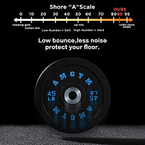 AMGYM Bumper Plates, 2-inch Bumper Plate, Color Coded Olympic Gym Weights with Steel Hub, Set with High Density Rubber (100 LB 2x15+2x35LB)