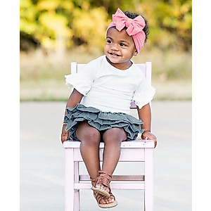 RuffleButts Baby/Toddler Girls Light Wash Denim Skirted Bloomer - 12-18m