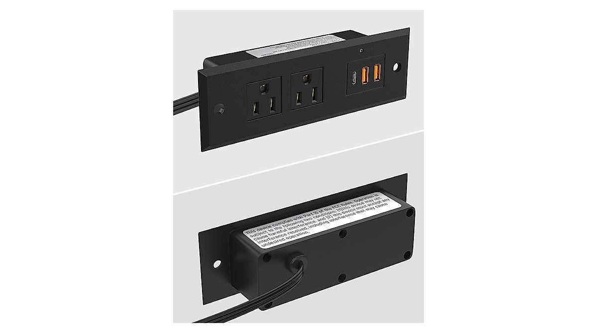 18W USB C Recessed Power Strip | Desk Charging Station