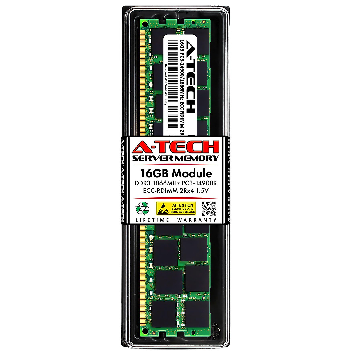A-Tech 32GB Kit (2x16GB) DDR3 1866MHz PC3-14900R ECC RDIMM 2Rx4 Dual Rank 1.5V ECC Registered DIMM 240-Pin Server RAM Memory Upgrade Modules (A-Tech Enterprise Series)