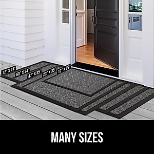 Gorilla Grip 100% Waterproof All-Season WeatherMax Doormat, 23x35, Durable Natural Rubber, Stain and Fade Resistant, Low Profile, Indoor Outdoor Door Mats, Easy Clean Patio Entrance Mat, Midnight Maze