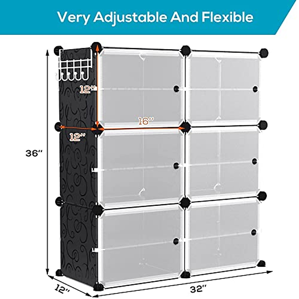 VTRIN Shoe Rack Organizer DIY 24 Pair Tower Shoe Storage Cabinet for Boots Slippers Closet Organizers and Storage with Doors for Entryway
