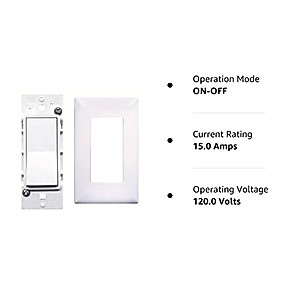Pass & Seymour Mobile Home/RV White Self-Contained Rocker Switch w/Snap On Plate