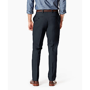 Dockers Men's Straight Fit Signature Lux Cotton Stretch Khaki Pant-Creased, Charcoal Heather, 36W x 32L