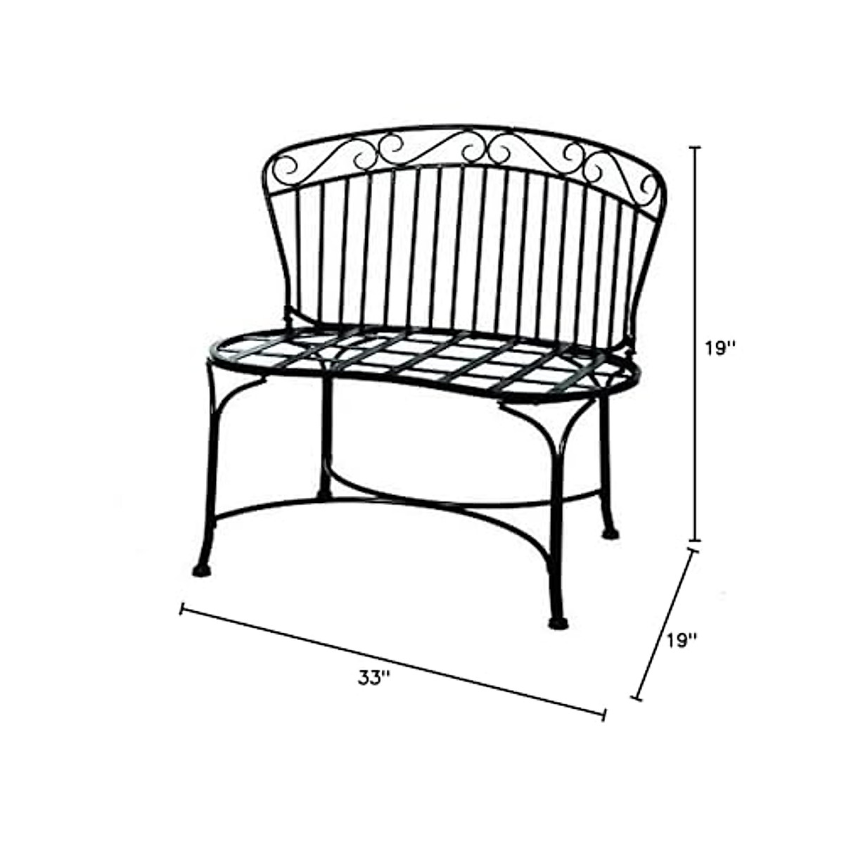 Deer Park BE207-BLK Imperial Bench (Black), 32" L x 19" D x 33" H