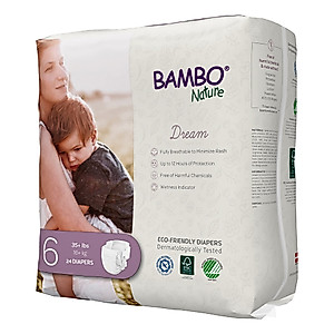 Bambo Nature Premium Eco-friendly Baby Diapers, Size 6 (35+ Lbs), 144 Count (6 Packs Of 24)