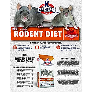 Kalmbach Feeds 18% Rodent Diet Cubed Feed for Rats and Mice in All Life Stages, 50 lb Bag