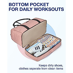 Travel Duffle Bag, BAGSMART 45L Large Carry On Bag Weekender Overnight Bag for Men Women with Shoes Compartment & Wet Pocket, Pink