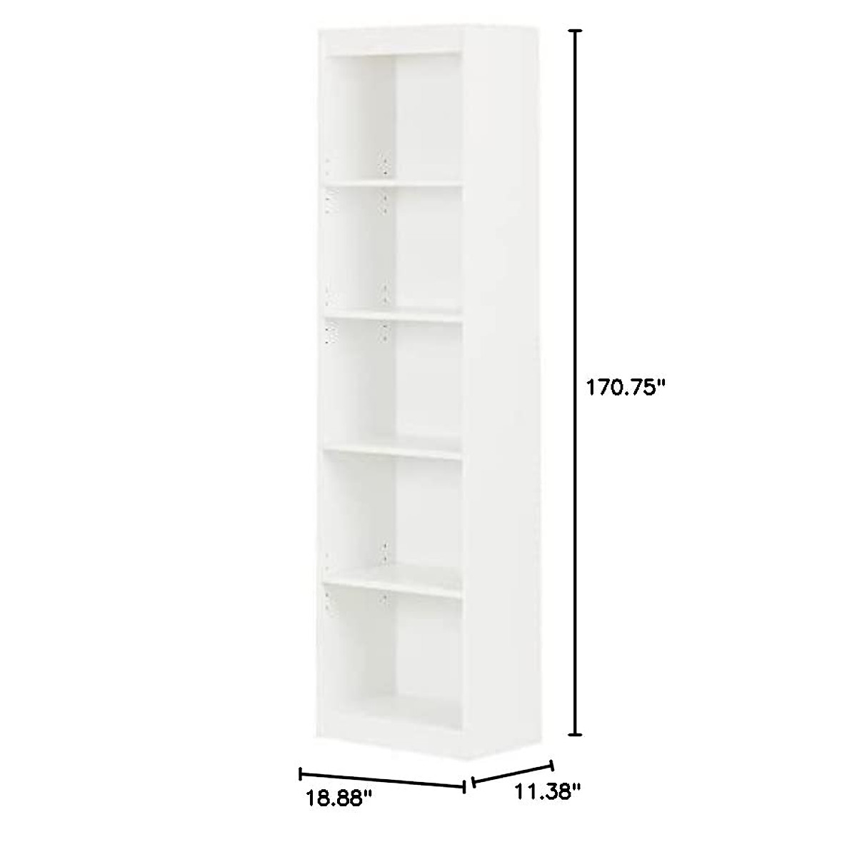 South Shore Axess 5-Shelf Narrow Bookcase, Pure White
