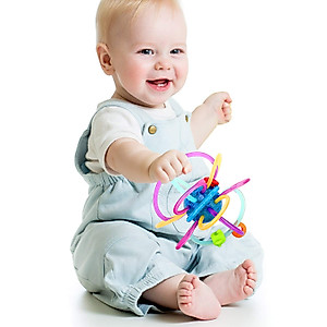 Zooawa Baby Teether, Soft Rattle and Sensory Ball Teething Toy for Pain Relief, BPA-Free Teether Ball Rattle Toy for Infants and Toddlers All Ages, Easy to Hold, Translucent