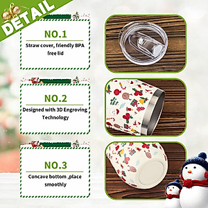 StarSpeed 12OZ Christmas Stainless Steel Wine Tumbler with lid. Stemless Double Wall Insulated Wine Tumbler. Christmas Wine Glass is suitable for different scenes, parties,outdoor, gifts
