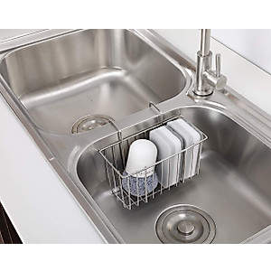 Fafcitvz Kitchen Sponge Holder, Sink Caddy Brush Soap Dishwashing Drainer Rack Dish Draining Sink Basket