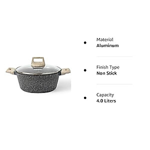 CAROTE 6 Qt Nonstick Stock Pot Soup Pot,Granite Cooking Pot, Casserole Dish Dutch Oven with lid Cookware PFOA Free (CLASSIC GRANITE)