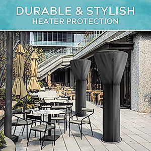 Patio Heater Cover with Fireproof Mat, Outdoor Heater Cover Patio Heater Covers Waterproof with Zipper and Straps, Propane Heater Cover, Heat Lamp Cover, Garden Patio Heater Cover
