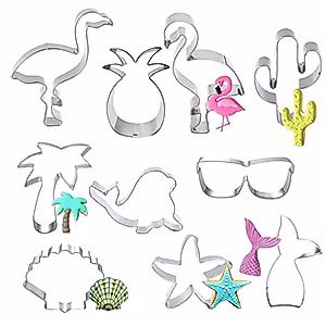 Cieovo 10 Piece Tropical Under the Sea Cookie Cutters, Hawaiian Ocean Creatures Biscuit Cutter for Biscuit, Fondant, Fruit, Bread, Summer Beach Themed Party Supplies