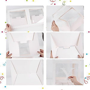VGOODALL 4PCS Clear Baby Boxes with Stickers, Transparent Cube Boxes Gift Boxes for Baby Shower Birthday Party Decorations 11.8 x 11.8inch