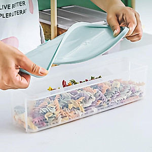 LDXDRU Pasta Storage Containers with Lids Set of 8, Spaghetti Container Storage, Plastic Pasta Storage, Stackable Spaghetti Noodle Container for House, Kitchen, Pantry & Refrigerator, 12 x 3 x 3 In