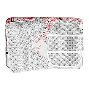 WONDERTIFY Japanese Cherry Tree Blossom Bathroom Antiskid Pad Pink 3 Pieces Bathroom Rugs Set, Bath Mat+Contour+Toilet Lid Cover