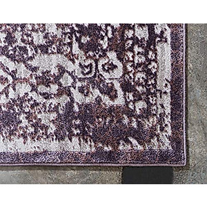 Unique Loom Aberdeen Collection Traditional Vintage Inspired Tone Textured Area Rug, 9 ft x 12 ft, Violet/Ivory