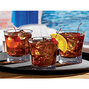 Carlisle FoodService Products Alibi Double Old Fashioned Glass for Restaurant, Kitchen, and Bar, Plastic, 12 Ounces, Clear