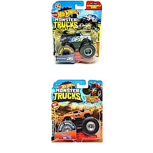 Hot Wheels Monster Trucks Crushable Car Set of 6 Diecast Vehicles with Bigfoot 45, Dodge Charger, Camaro and More