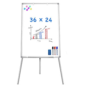 Easel Whiteboard - Magnetic Portable Dry Erase Easel Board 36 x 24 Tripod Whiteboard Height Adjustable, 3' x 2' Flipchart Easel Stand White Board for Office or Teaching at Home & Classroom