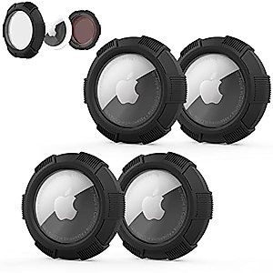Bingcok for Air Tags-4 Pack Case, AirTags Sticker 4 Pack, Anti-Lost AirTag Holder Stick-on Mount Case with Built-in Protective Film for Luggage/Camera case/Bike Mount/Car(4Black)
