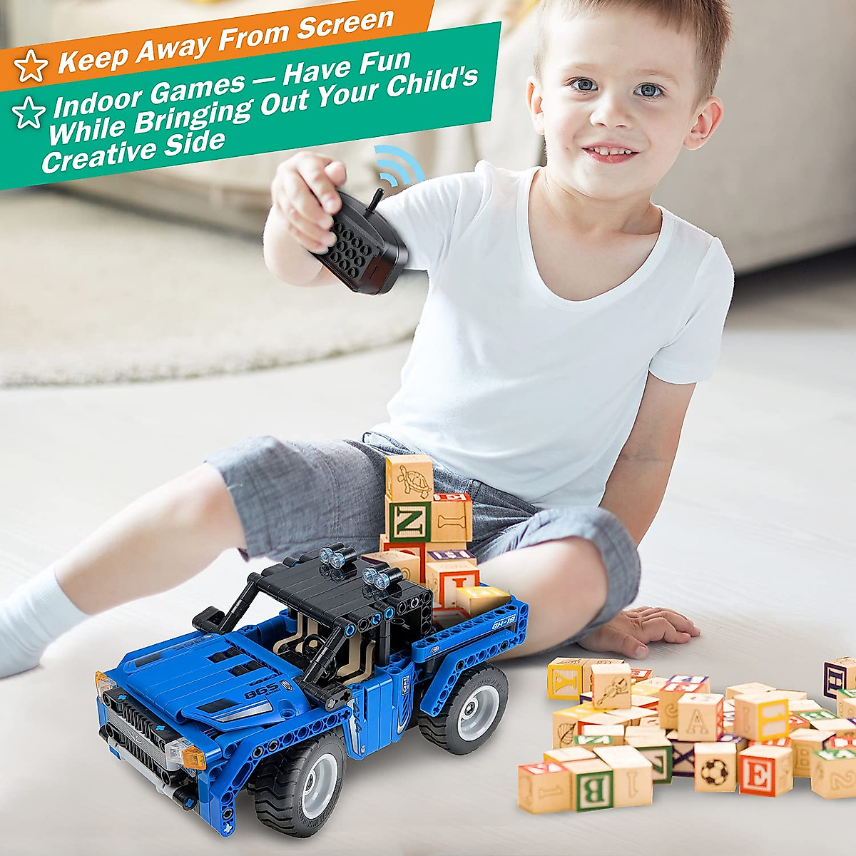 Kidpal STEM Building Toys for 6-12 Year Old Boys, 2-in-1 Technic Remote Control Car Building Kits for Kids 8-12, Erector Set Pickup Truck Build Set Model for 6 7 8 9 11 12+ Years Old Boys Girls