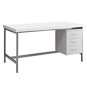Monarch Specialties Hollow-Core/Silver Metal Office Desk, 60", white
