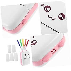 PLAFOPE 1 Set Sticker Printer Mini Pocket Printer Label Printer Connect Printer Smart Printer Wrong Question Printer Portable Thermal Printer Printing Tool Pink Paper