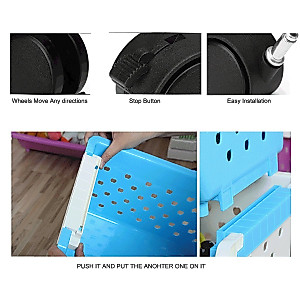 MAGDESIGNER Kids' Toys Chest Large Baskets Storage Bins Organizer with Wheels Can Move Everywhere Natural/Primary (Primary Collection) (6 Baskets Choose)