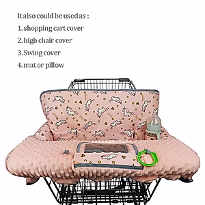RHYDEER Shopping cart Cover for Babies-high Chair Cover, Dotted Minky Touching, Multi in 1 Design, 360 Full Protection, roll in and go, Universal fit, Pink Unicorns