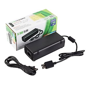 VSEER Power Supply Cord AC Adapter Power Brick Replacement Charger for Xbox 360 Slim 360s with Cable Auto Voltage 100-240V, Black