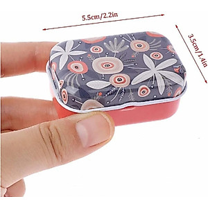 CCUUHJ 32 Pack Metal Hinged Tin Box Container Mini Floral Daisy Tulips Pattern Portable Small Storage Container Kit with Lid for Home Storage Craft Organize 2.2x1.5x1 Inch (A)