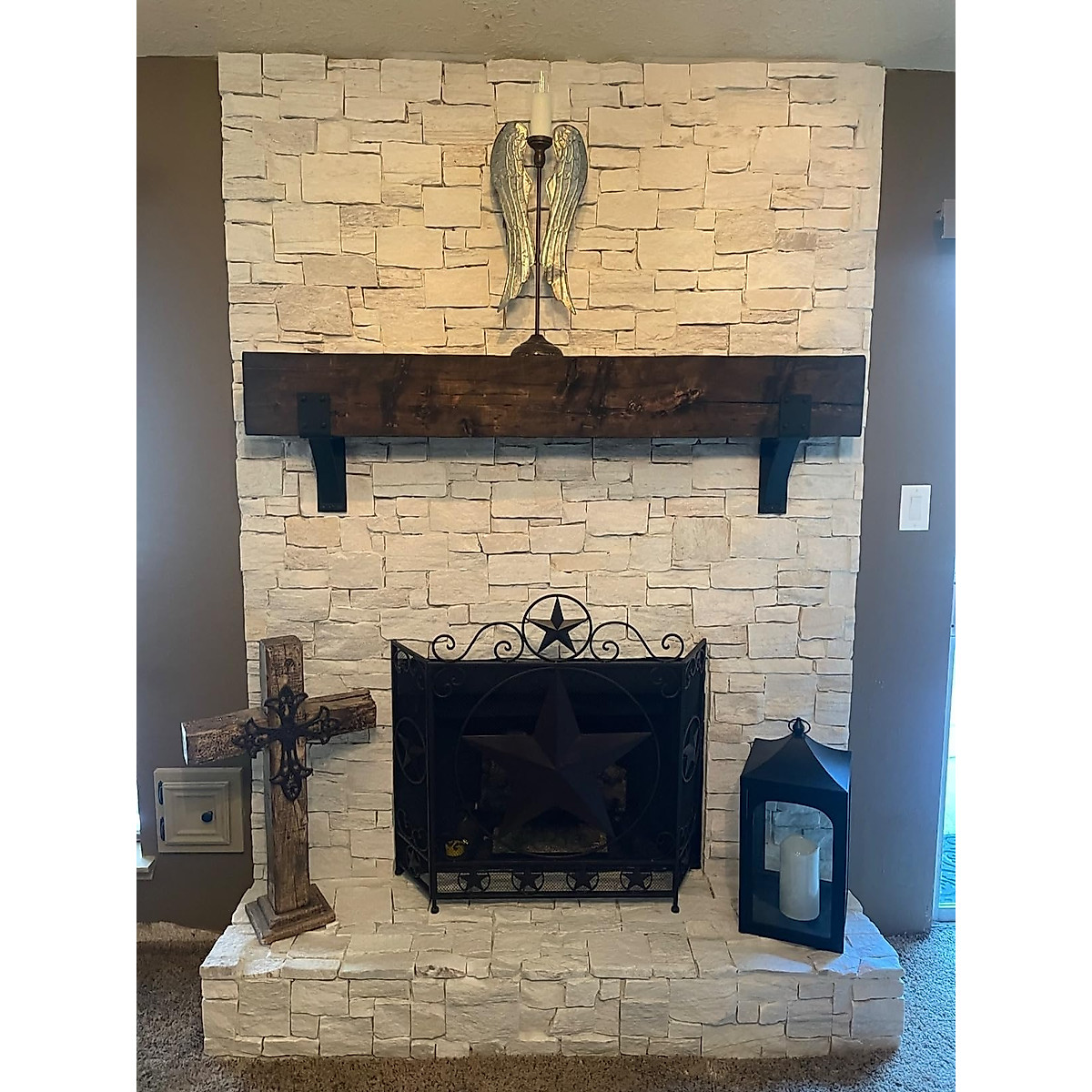 Wilson Wood Crafts Rustic Hand Hewn Barn Beam Mantel (6 x 8 x 72, Coffee)