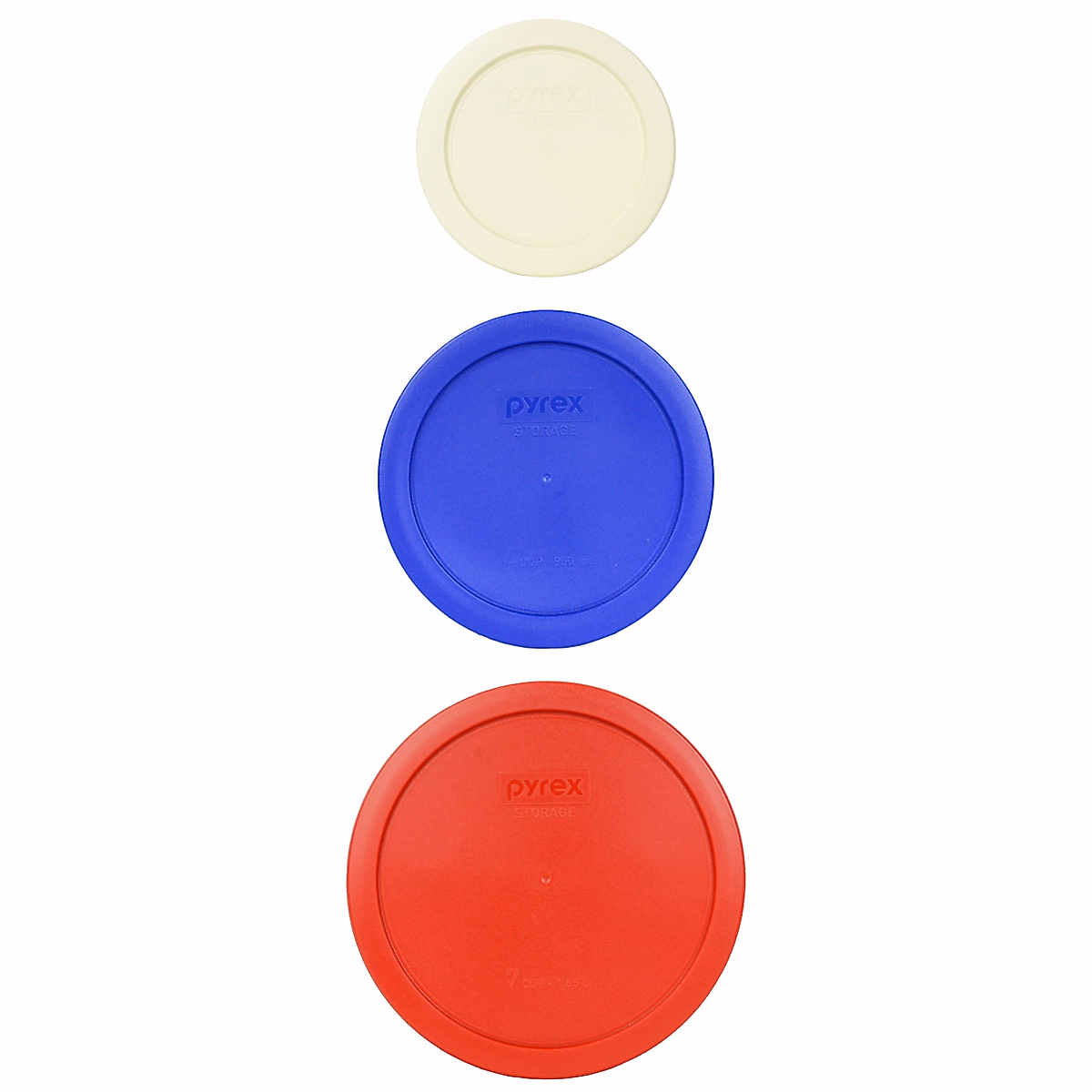 Pyrex (3) Lid Set for 7200 2-Cup, 7201 4-Cup and 7203 7-Cup Glass Bowls - Made in the USA