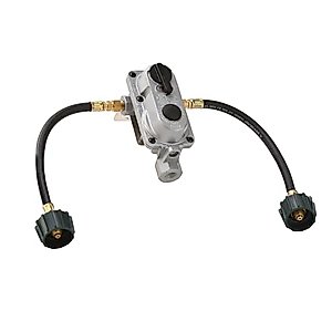 Flame King (KT12ACR-2) 2-Stage Auto Changeover LP Propane Gas Regulator With Two 12 Inch Pigtails For RVs, Vans, Trailers