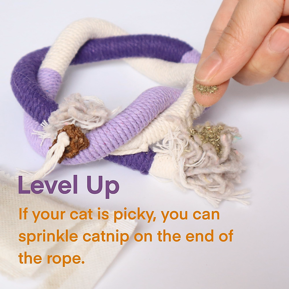 Fokauiwo Cat Chew Toys for Bored Indoor Adult Cats, Interactive Catnip Rope Toy for Teeth Cleaning, Cat Nip Teething Toys for Cats Kittens, Kitty Kicker Toy, 3 Pack (Plus 3 Pouches of Catnip)