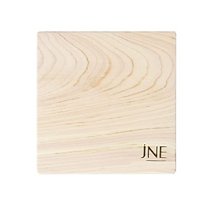JNE Natural Hinoki Cypress Wood Cutting Board, Cheese Board, Chopping Board, Serving Board for Wine, Crackers, Fruit. Housewarming, Wedding, Birthday gift. Trivet (Square-7x1.2)