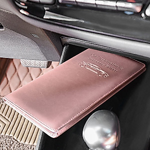 HerriaT Car Registration and Insurance Card Holder - Leather Vehicle Glove Box Automobile Documents Paperwork Wallet Case Organizer for ID, Driver's License, Key Contact Information Cards - Men&Women