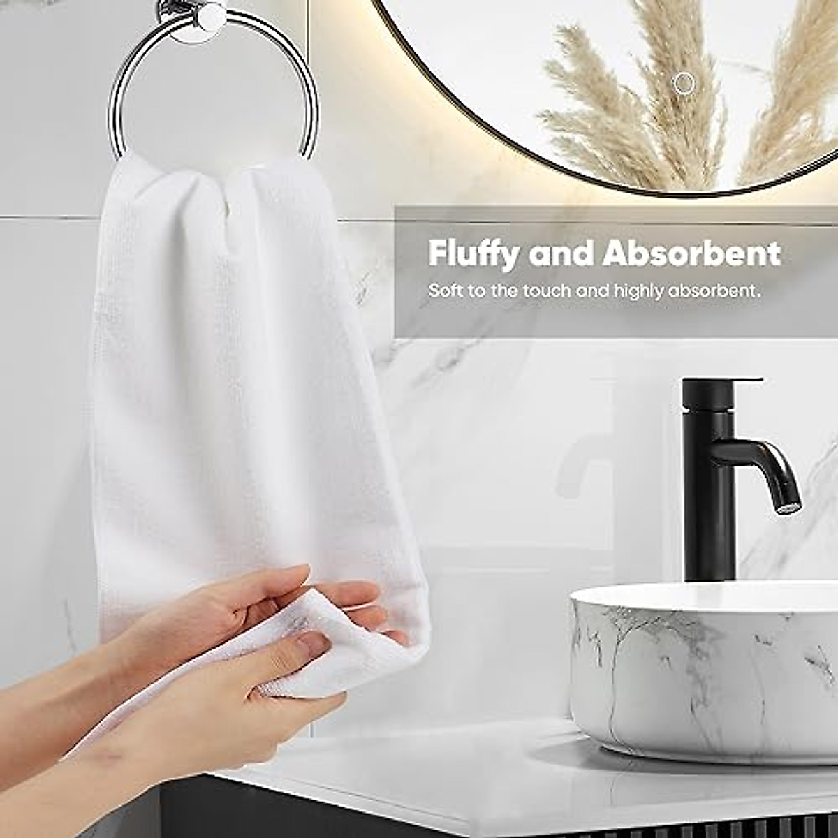 HOMEXCEL White Hand Towels for Bathroom 12 Pack, Highly Absorbent Microfiber Hand Towel, Multipurpose Gym Towels Camping Towels Spa Towels Hotel Towels, Soft and Quick Drying Hand Towel 15 x 25 inches