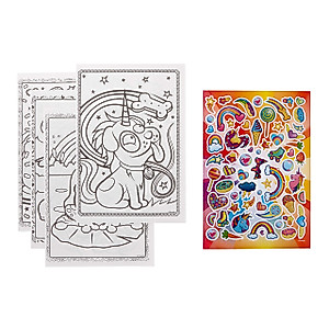 Crayola Uni-Creatures & Cosmic Cats Coloring Book Set - 2 Pack (96pgs), Animal Sticker Sheet, Metallic Crayons & Glitter Crayons