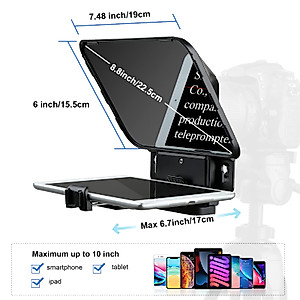 Desview T3 Teleprompter, Teleprompter with Remote Control, Work with iPad/Tablet/Smartphone up to 11 inch, 8 inch High Display Mirror, Support Wide Angle Lens, Great Partner for Live Streaming
